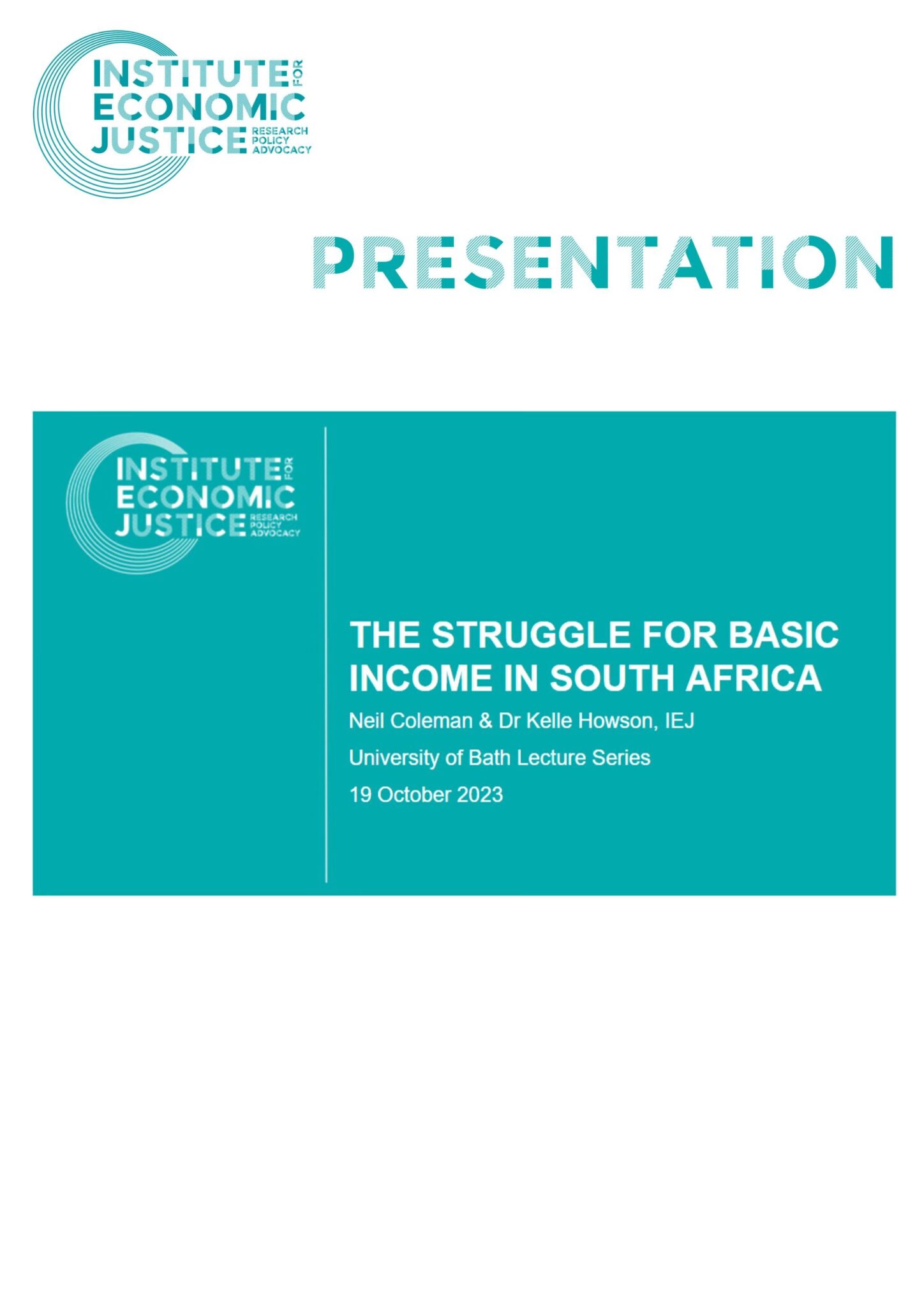 Presentation | The struggle for basic income in South Africa | IEJ